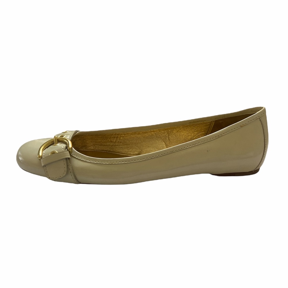 Coach Ivory / Gold Buckle Design Flats - Gem